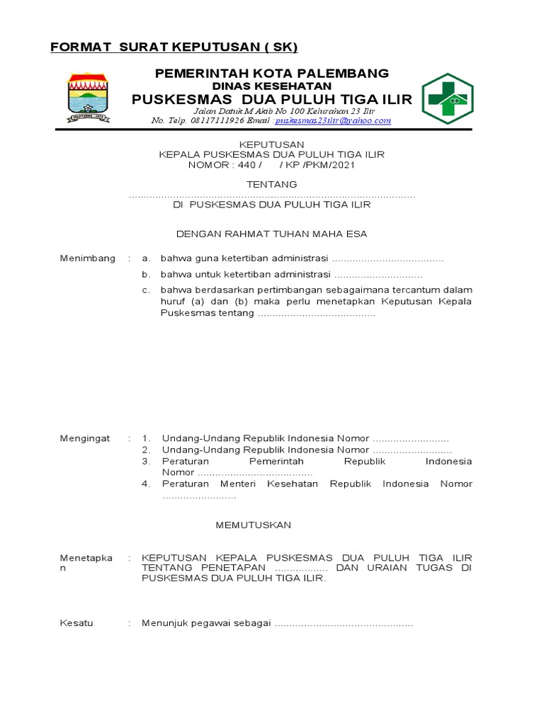Format Surat Keputusan | PDF