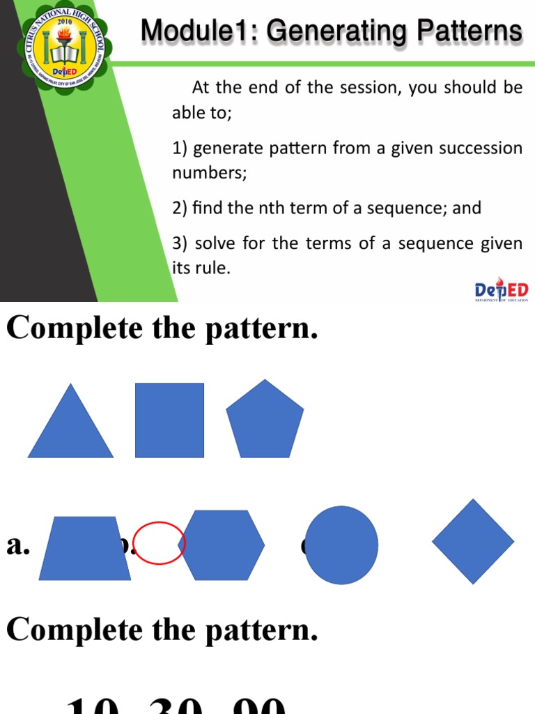 Generating Patterns | PDF | Sequence | Mathematics