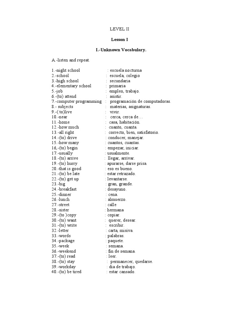 Levels II, III, IV | PDF | Verb