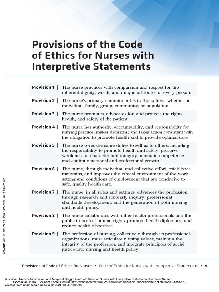 Code of Ethics For Nurses Text | PDF | Nursing | Integrity