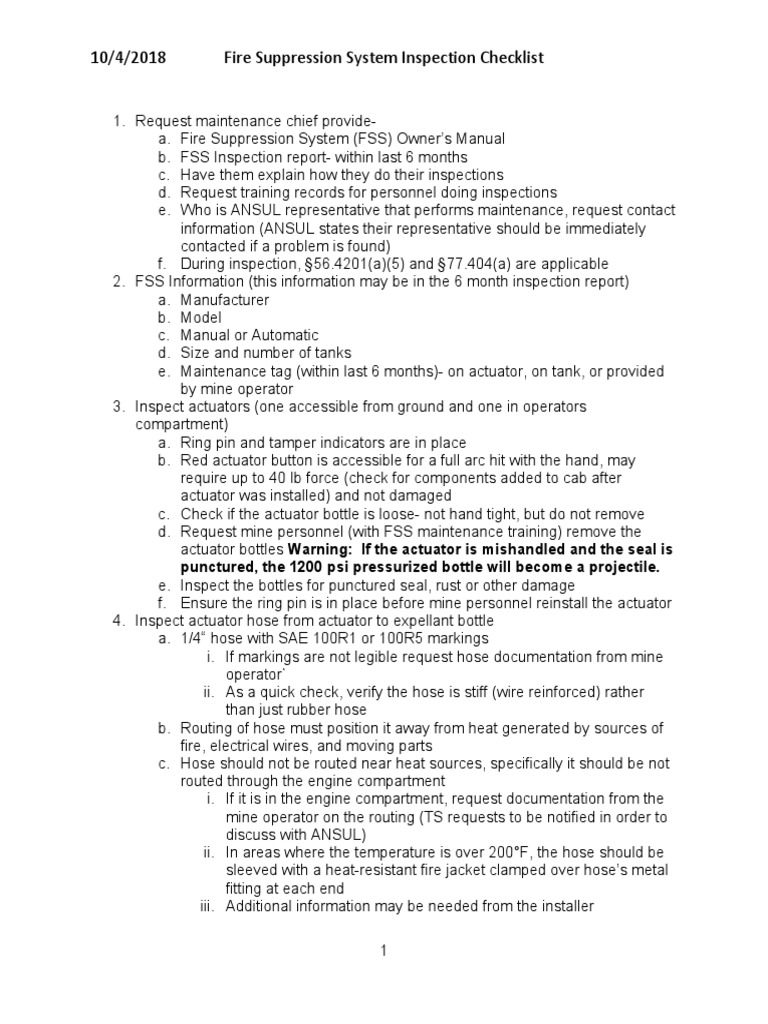 Fire Suppression System Initiative Checklist | PDF | Tanks | Firefighting