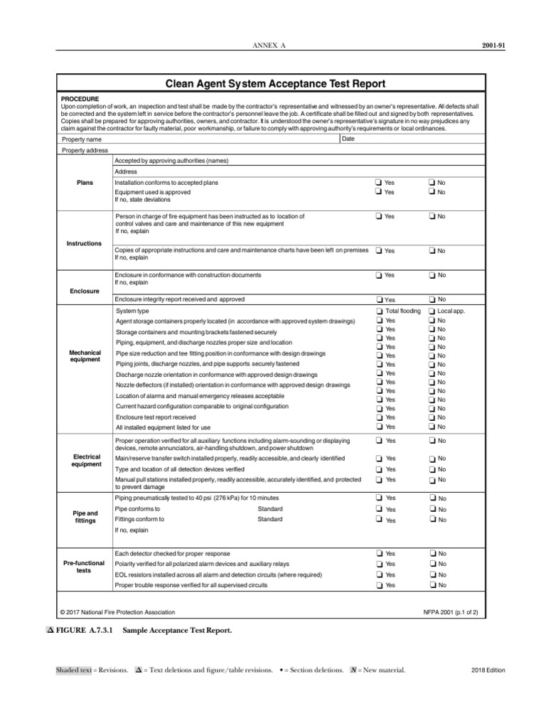 Nfpa-2001-2018 Check List | PDF | Equipment | Mechanical Engineering
