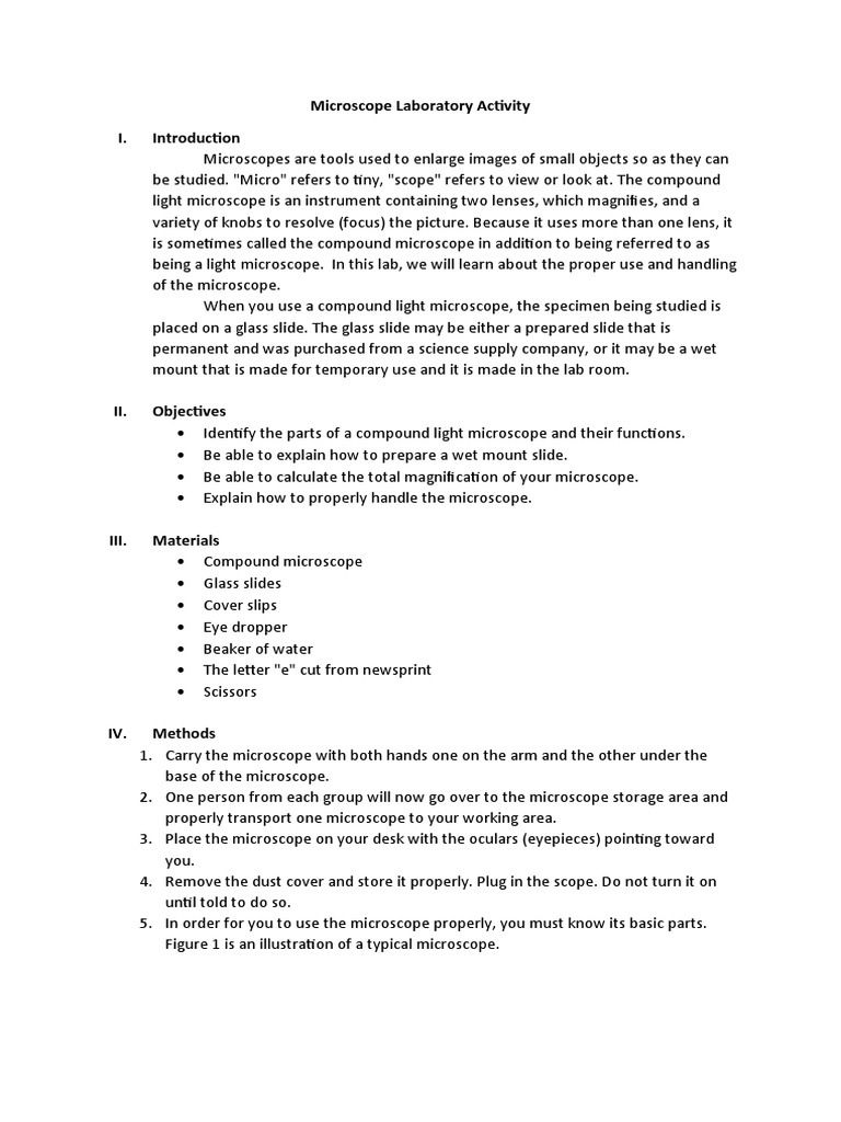 Microscope Laboratory Activity | PDF | Microscope | Laboratory Equipment