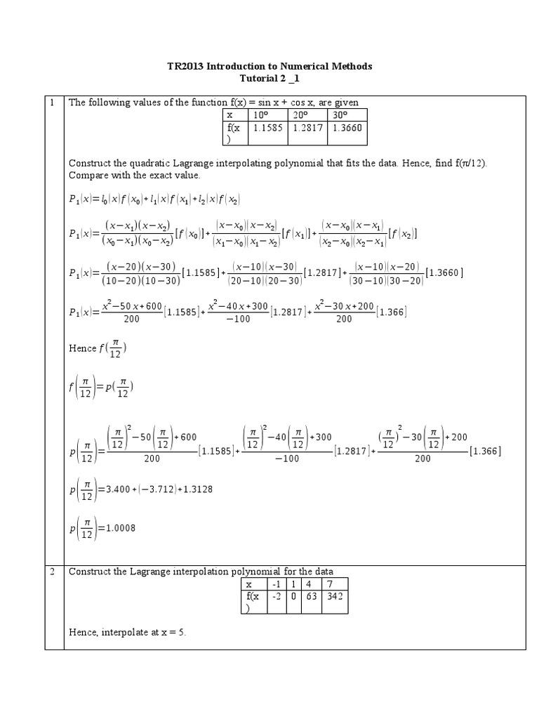 Assignment 2 - 1 TR2103 | PDF | Interpolation | Mathematical Logic