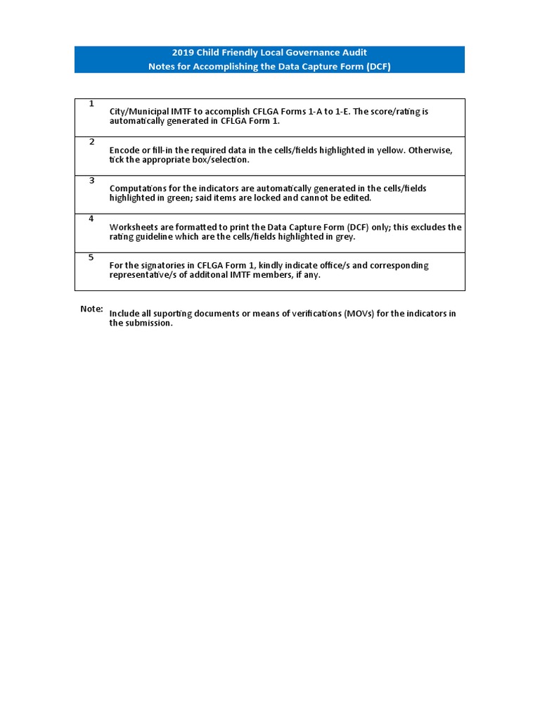 2019 CFLGA - Data Capture Form (DCF) | PDF | Pregnancy | Budget