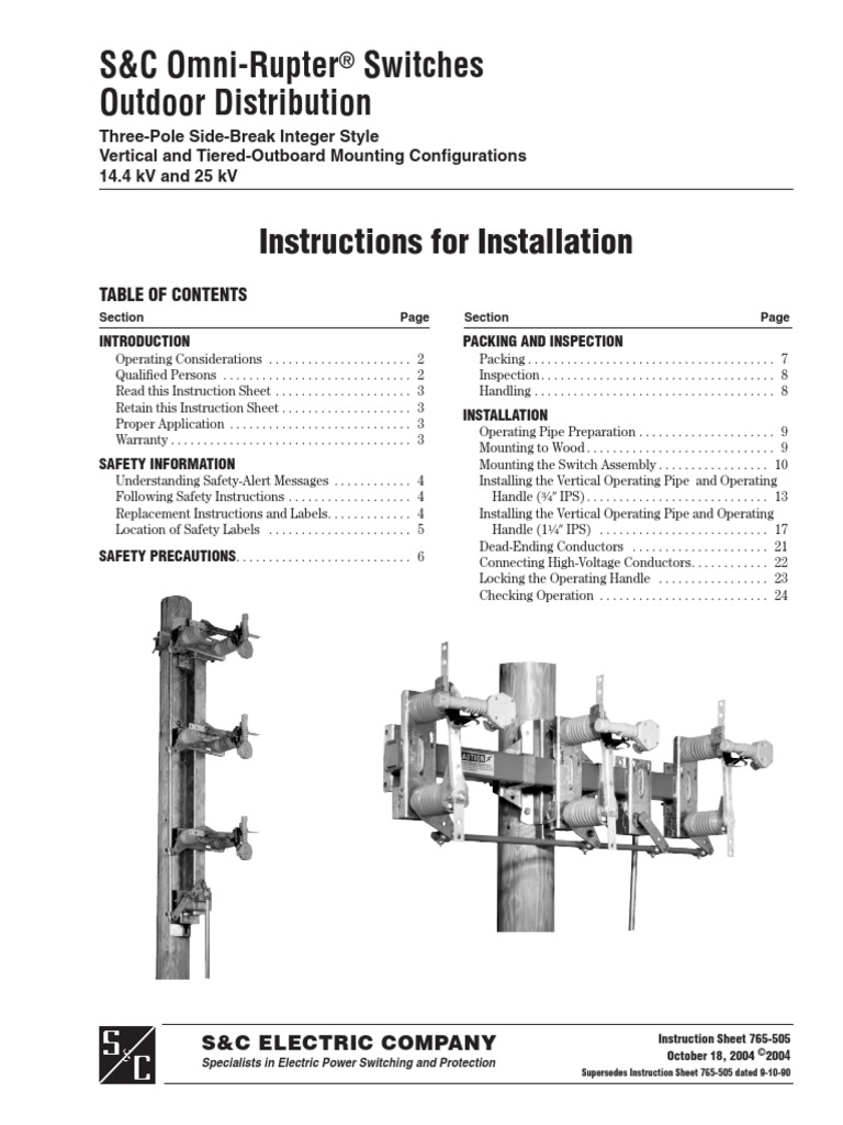 S&C Omni-Rupter Switches Outdoor Distribution | PDF | Screw | Pipe ...