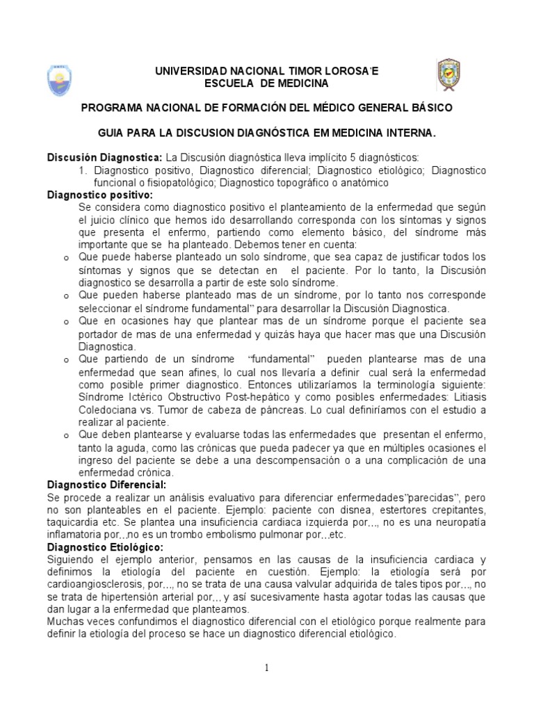 Guia para La Discusion Diagnóstica em Medicina Interna. | PDF ...