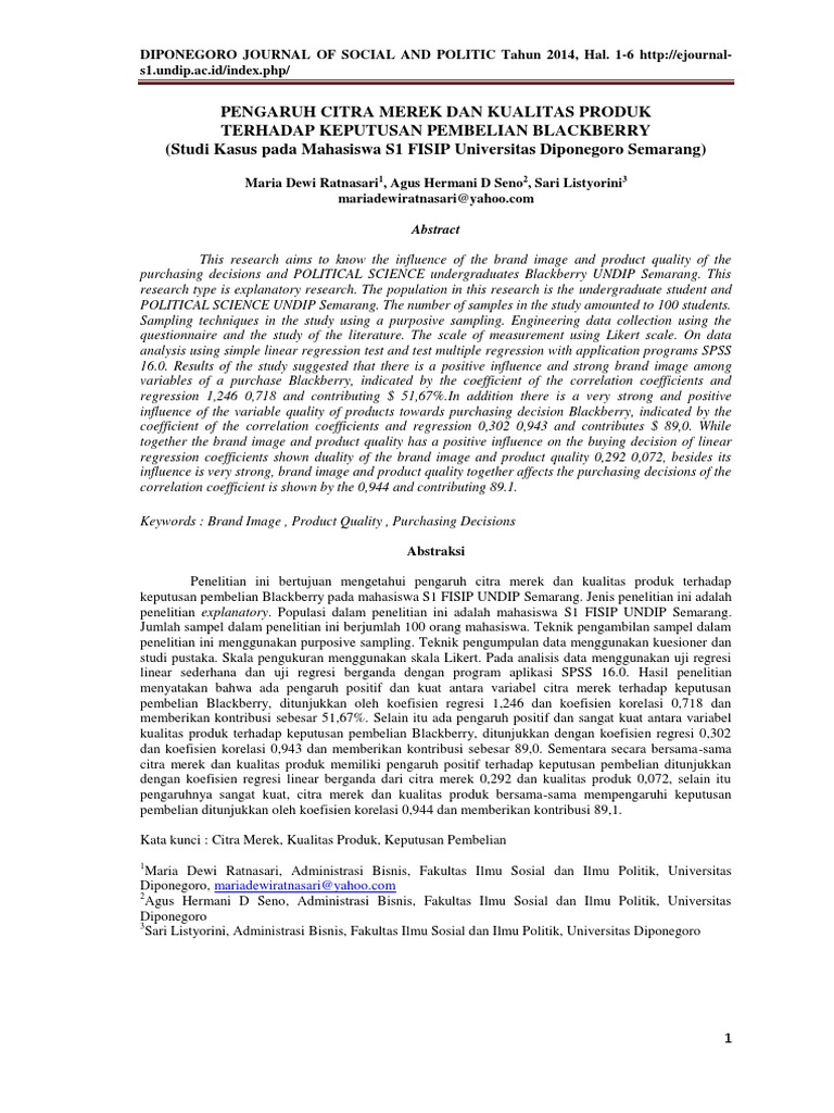 ID Pengaruh Citra Merek Dan Kualitas Produk | PDF | Correlation And Dependence | Regression Analysis
