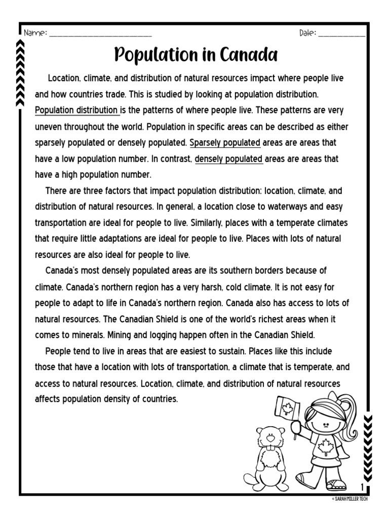 Population in Canada: Name: - Date | PDF | Canada | Natural Environment