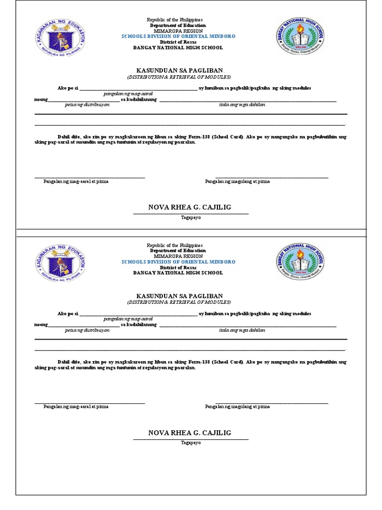 Kasunduan Sa Pagliban | PDF