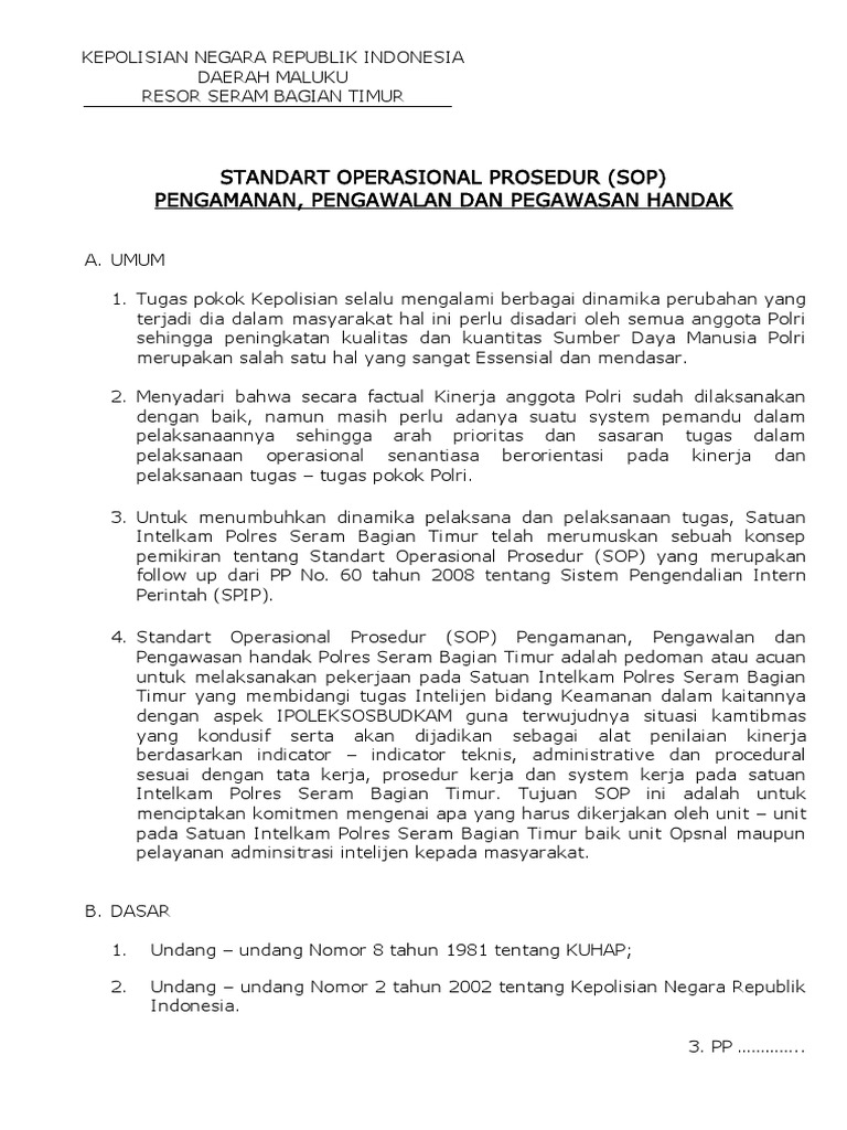 Sop Handak 2020 | PDF