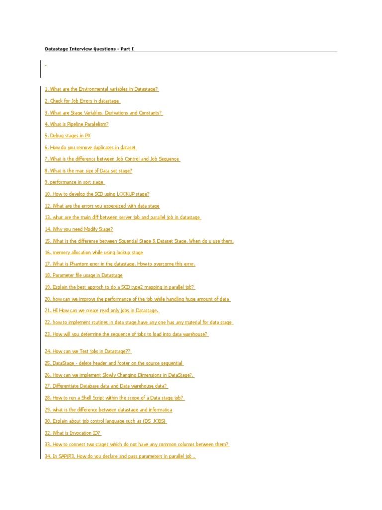 Datastage Interview Questions Pdf Metadata Parameter Computer