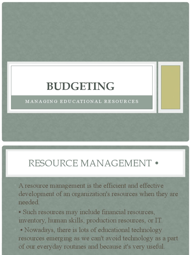 Effective Educational Resource Management | PDF | Budget | Governance