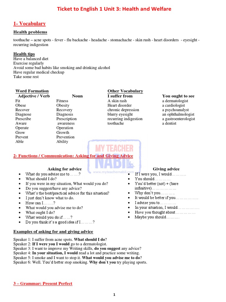 Unit 3 Health and Welfare | PDF | Languages | Foreign Language Studies