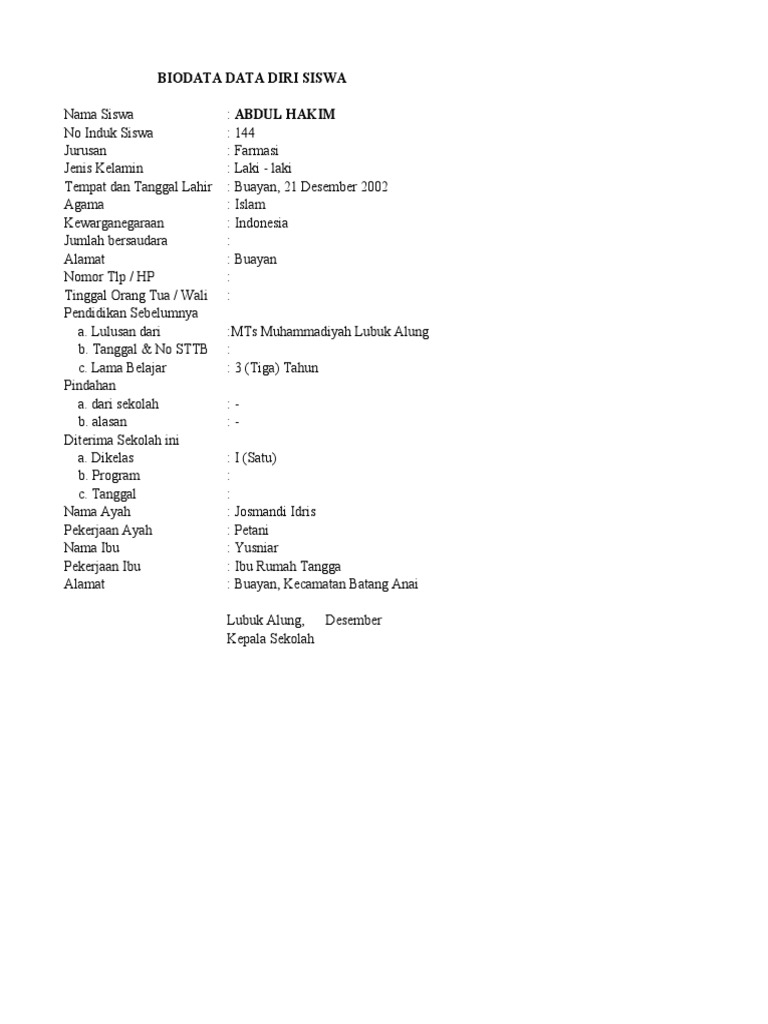 Data Identitas | PDF