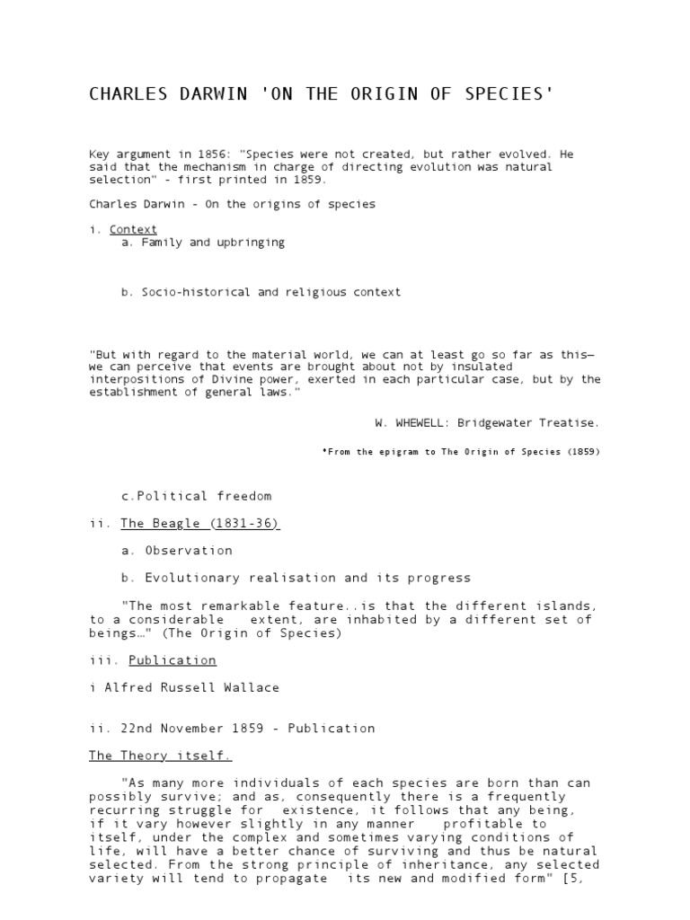 Darwin Smaller Presentation | PDF | On The Origin Of Species | Natural ...