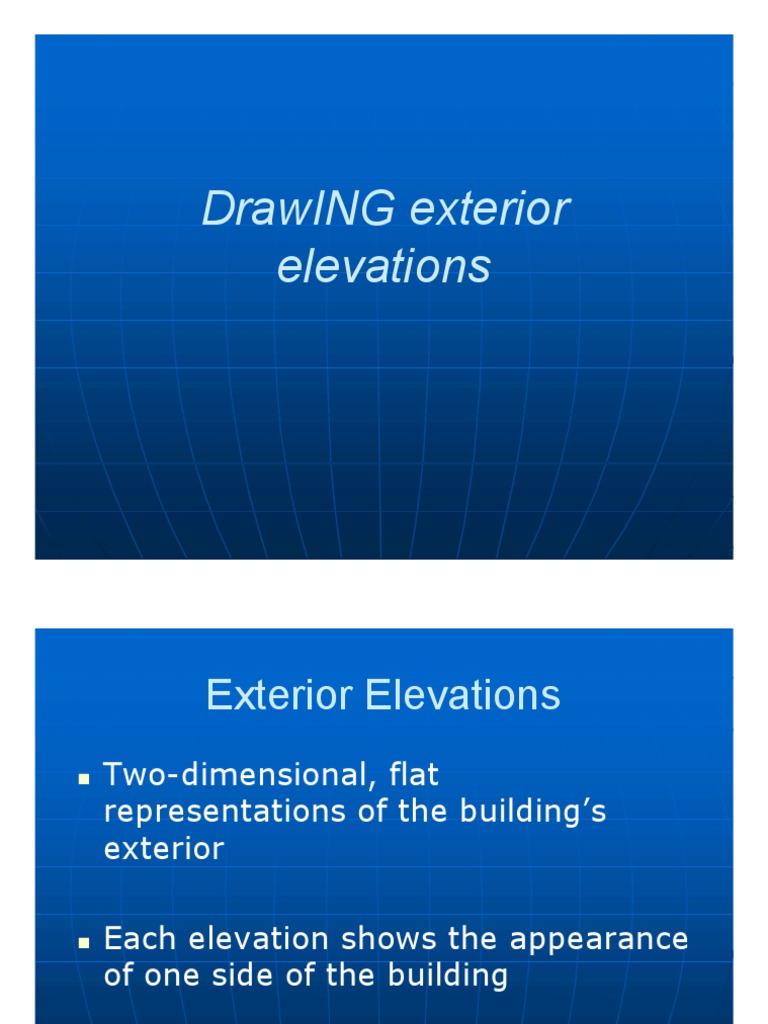 Drawing Exterior Elevations | PDF | Roof | Civil Engineering