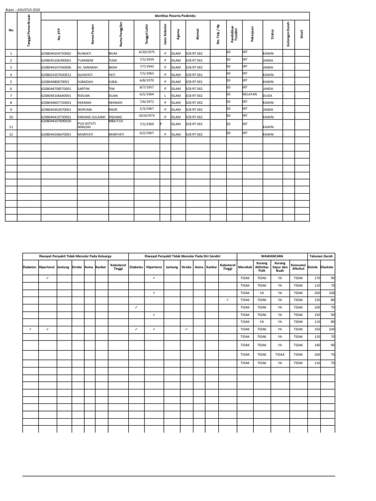 Format Posbindu Ofline | PDF