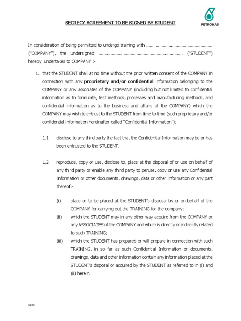Secrecy Agreement To Be Signed by Student | PDF | Justice | Crime ...