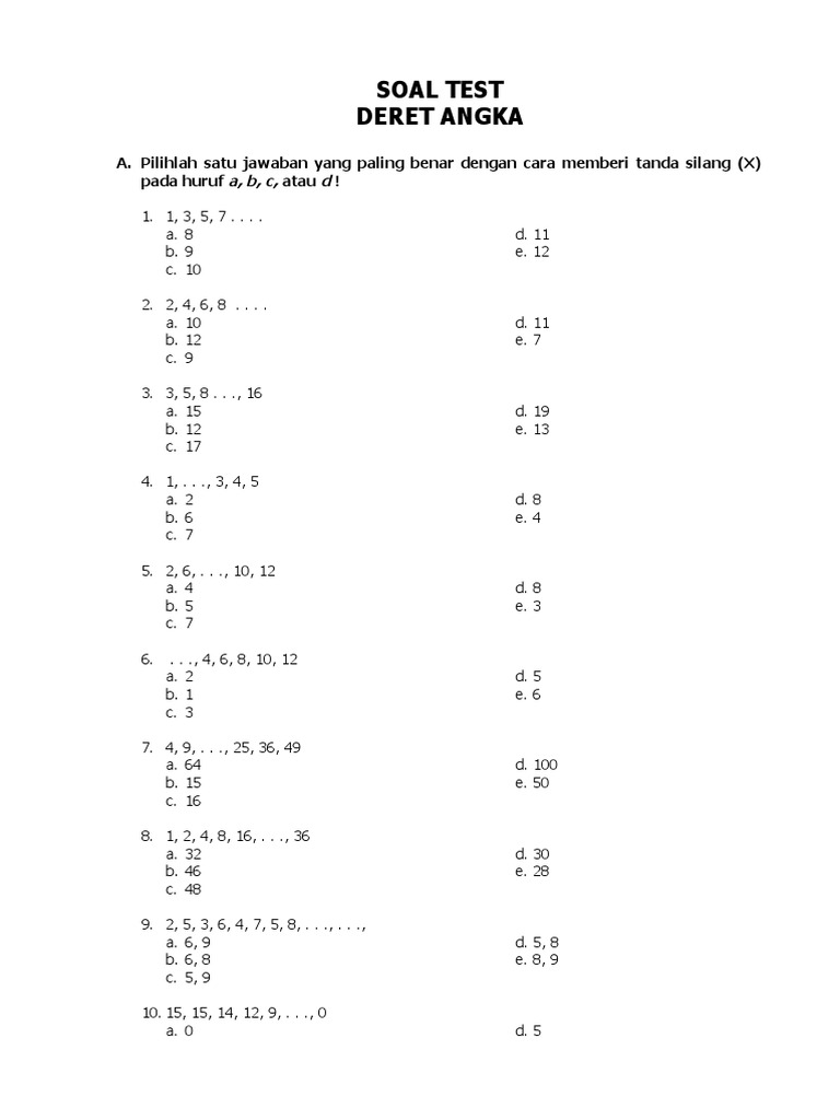 Soal Deret Angka | PDF