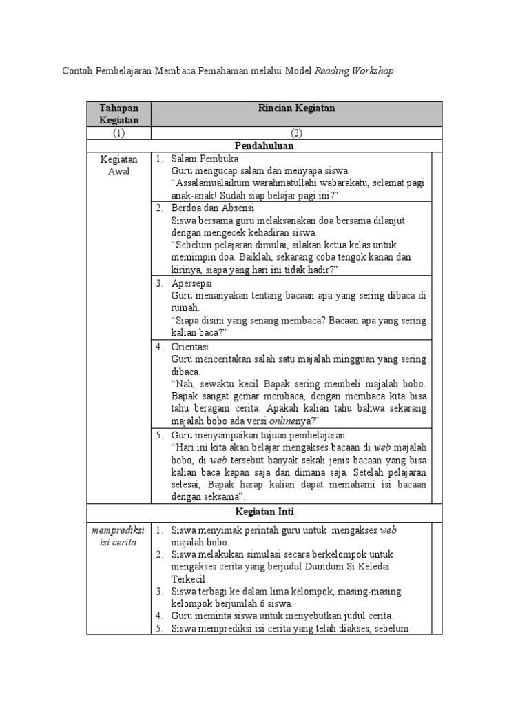 Contoh Rancangan Pembelajaran | PDF