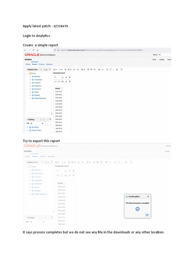 Apply Latest Patch - Login To Analytics Create A Simple Report | PDF
