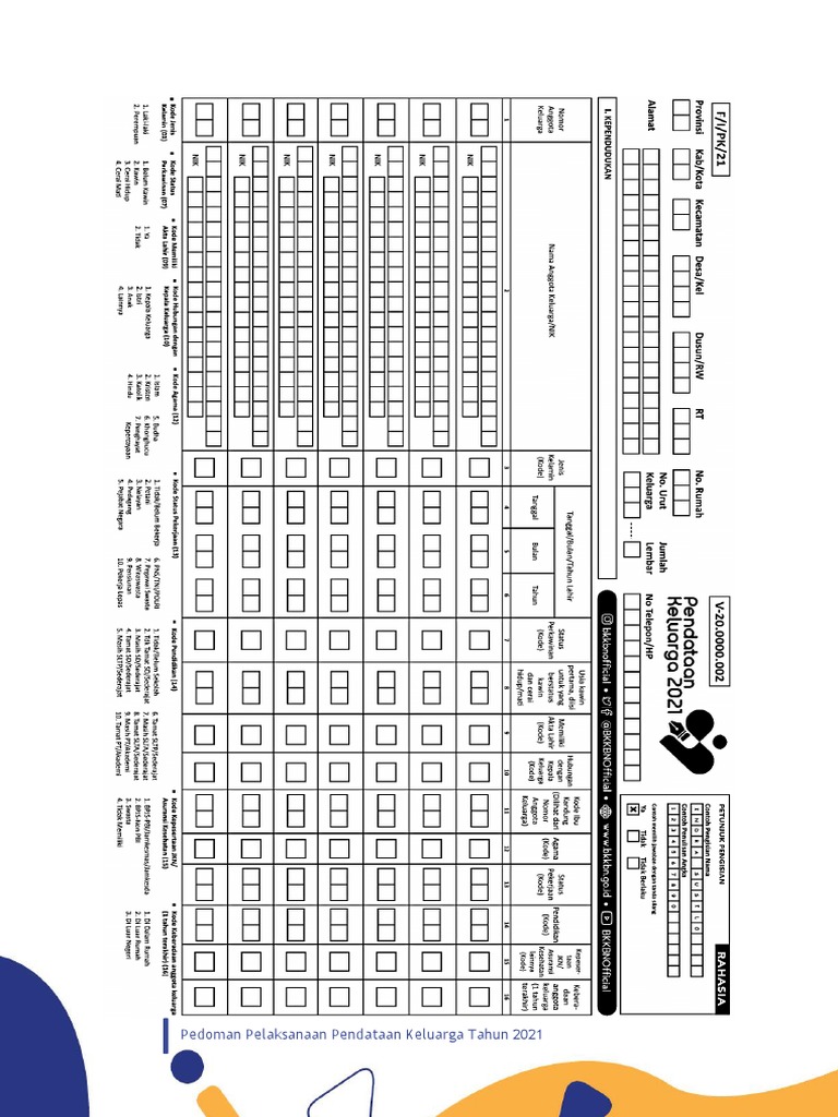 Blangko Pendataan Keluarga 2021 | PDF