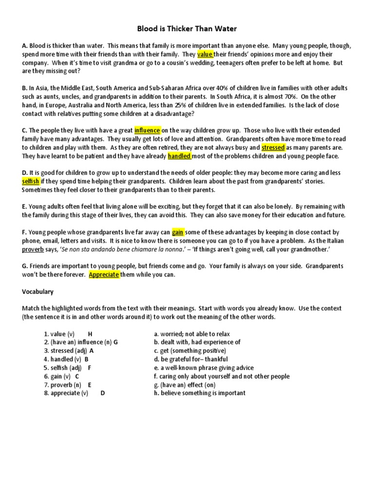 Importance of Family Connections | PDF | Question | Grandparent