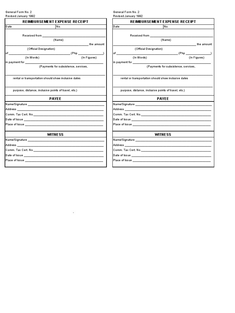 Reimbursement Expense Receipt Reimbursement Expense Receipt | PDF ...