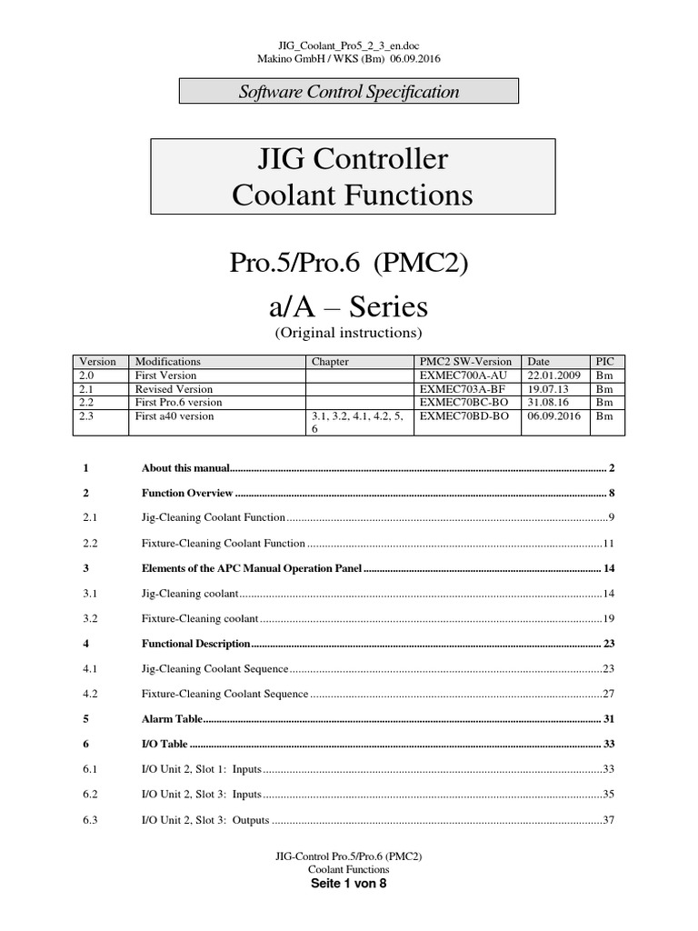 JIG Controller Coolant Functions: Pro.5/Pro.6 (PMC2) | PDF | Input/Output | Computing