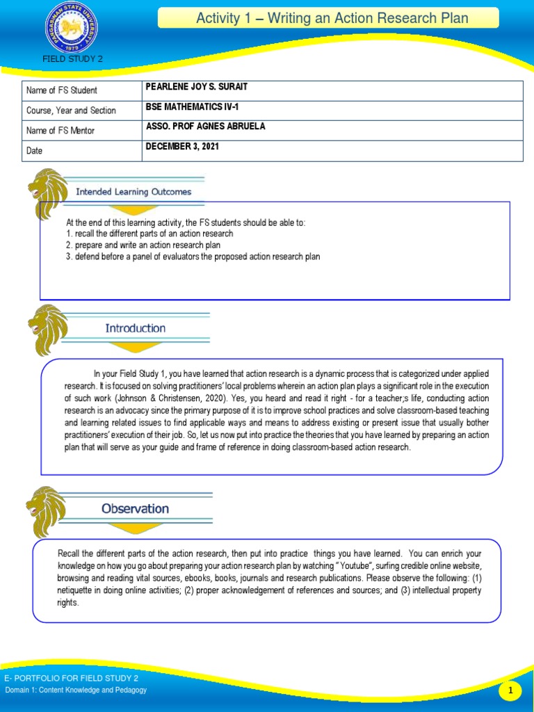 Surait, Pearlene Joy S. FS2 Activity 1 | PDF | Educational Technology ...
