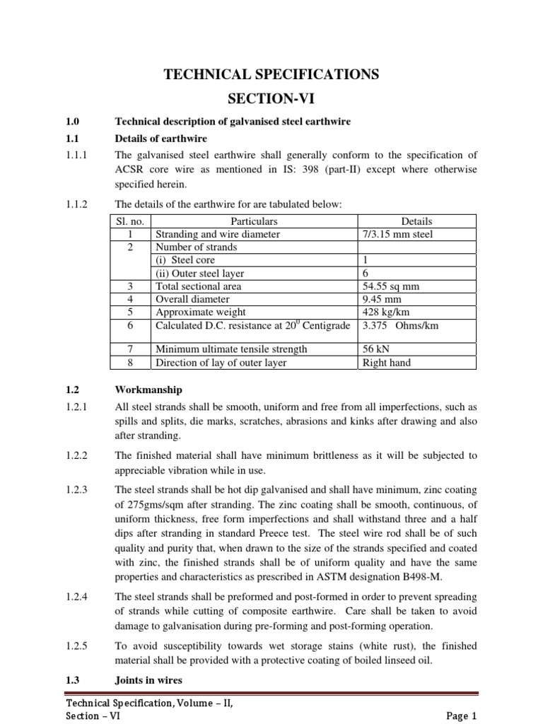 Earth Wire - BIS Specification | PDF | Specification (Technical Standard) | Galvanization