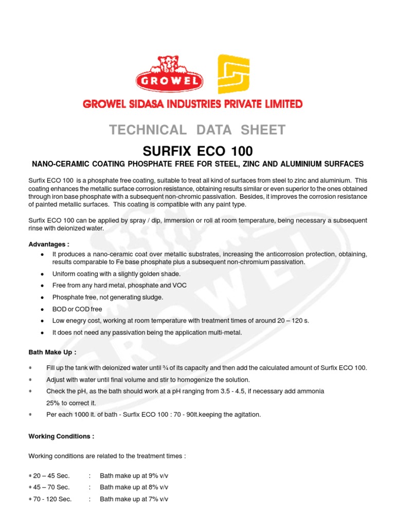 Surfix Eco 100 | PDF | Ph | Sodium Hydroxide