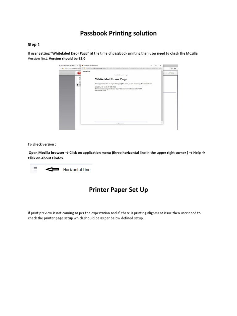Passbook Printing Solution: Step 1 | PDF