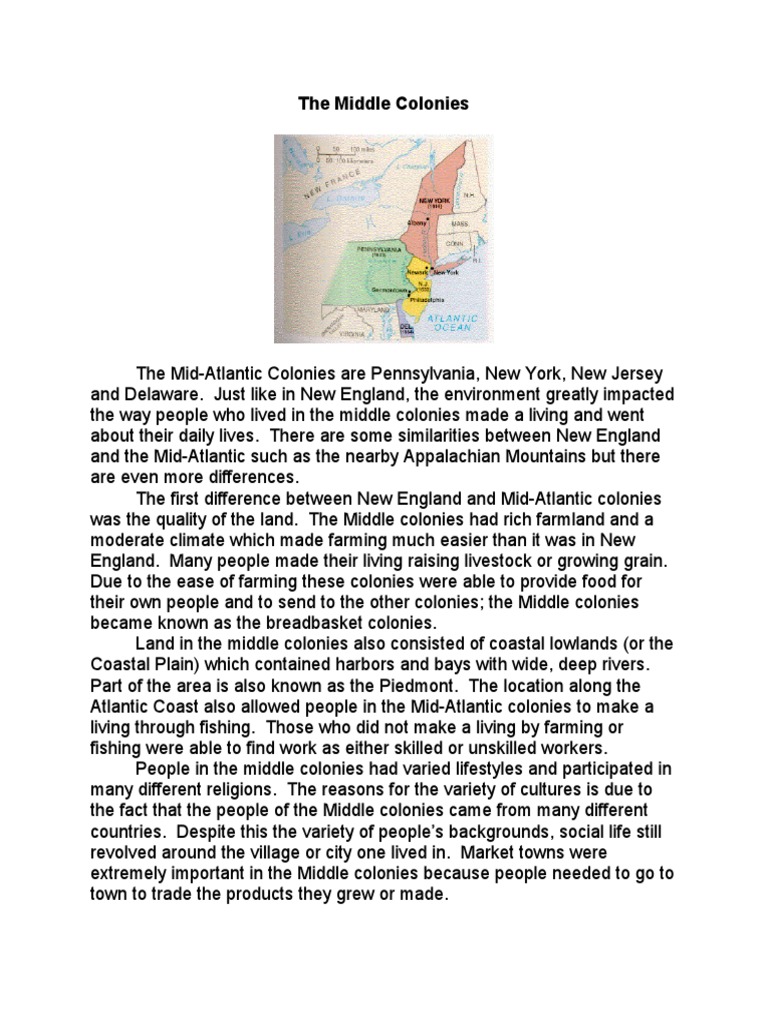 Mid Atlantic Colonies | PDF