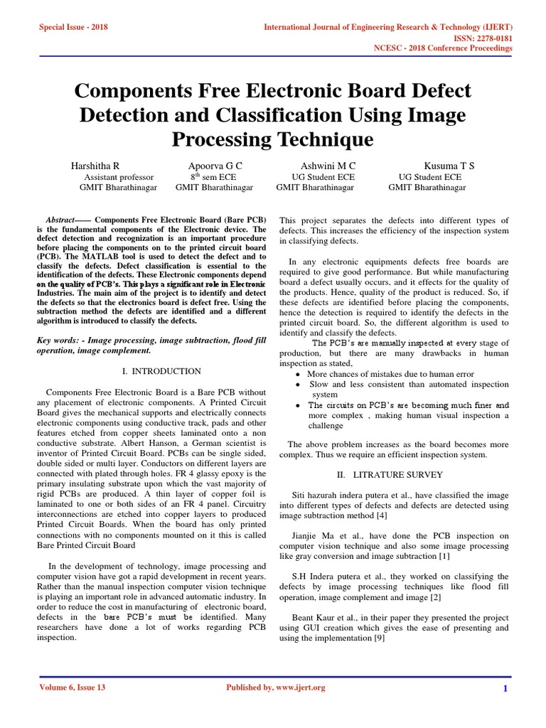 Components Free Electronic Board Defect Detection and Classification Using Image Processing ...