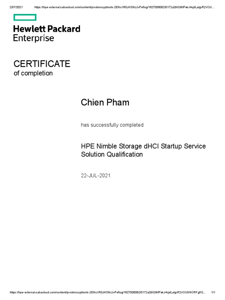 HPE Nimble Storage dHCI Startup Service Solution Qualification - Pham ...