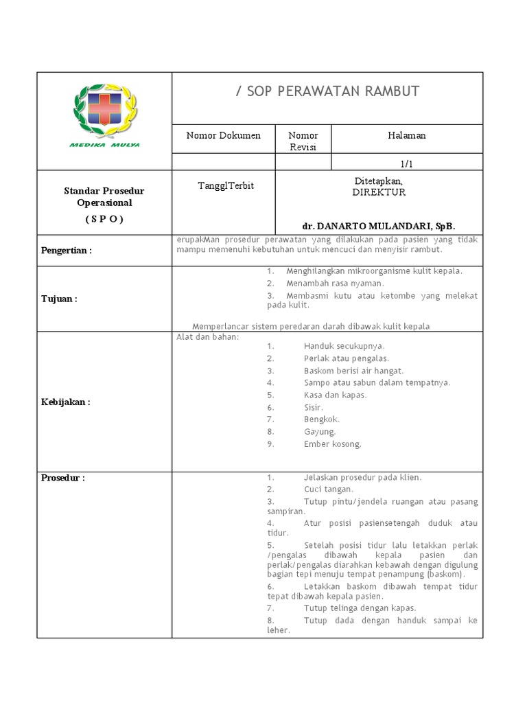 Sop Perawatan Rambut | PDF