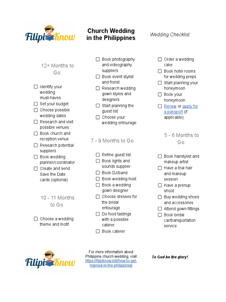 Church Wedding in The Philippines: 12+ Months To Go | PDF | Wedding ...