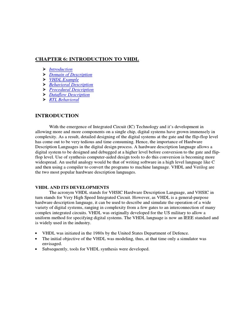 Chapter 6: Introduction To VHDL | PDF | Hardware Description Language | Vhdl