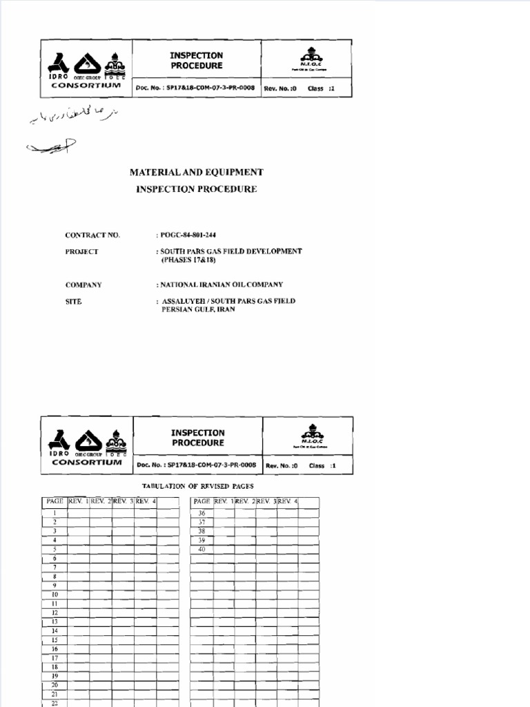 Material Equipment Inspection Procedure | PDF | Nondestructive Testing ...