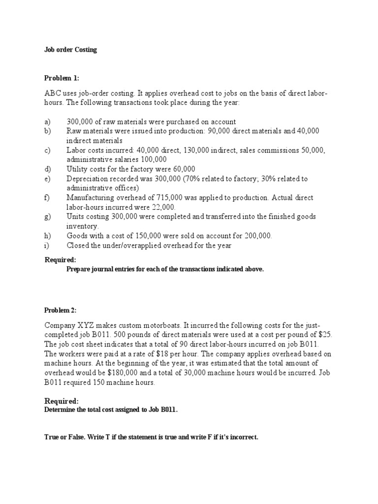 Job Order Costing | PDF | Debits And Credits | Inventory