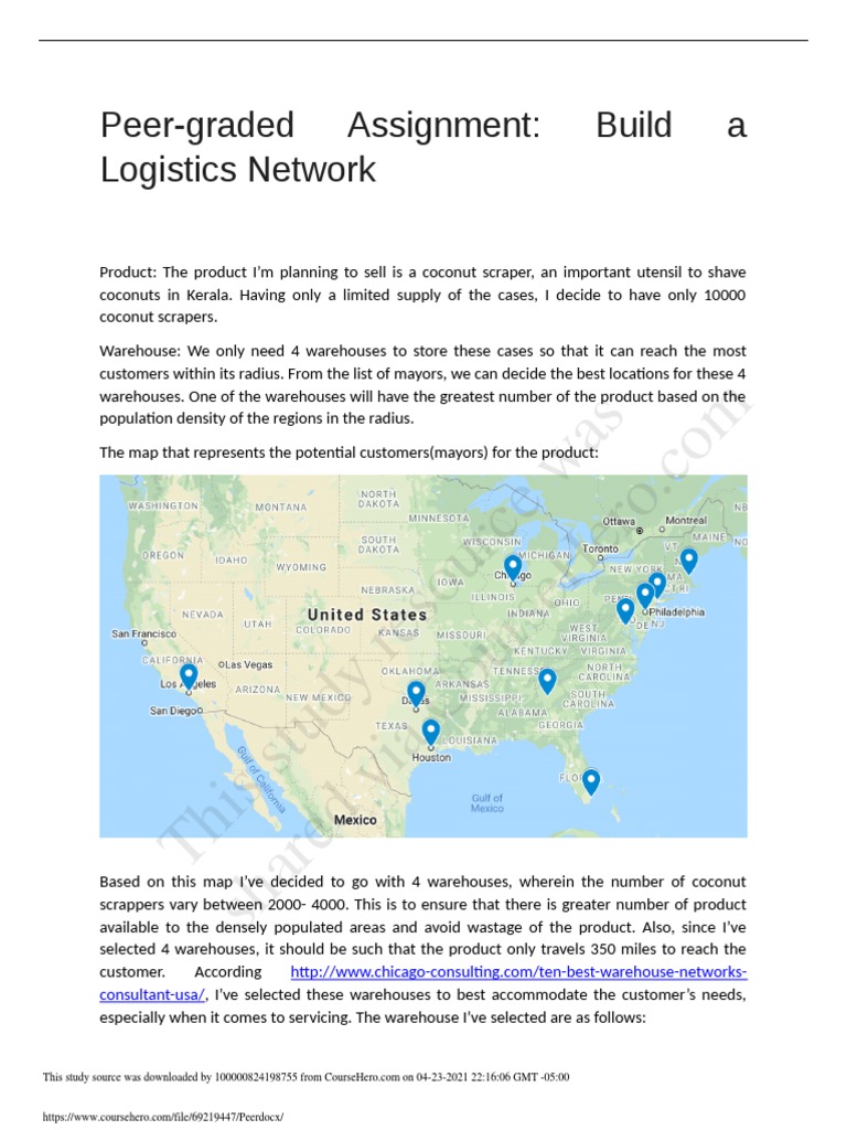 This Study Resource Was: Peer-Graded Assignment: Build A Logistics Network | PDF | Transport ...