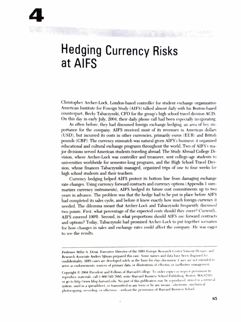 Hedging Currency Risks: at Aifs | PDF | Hedge (Finance) | Option (Finance)
