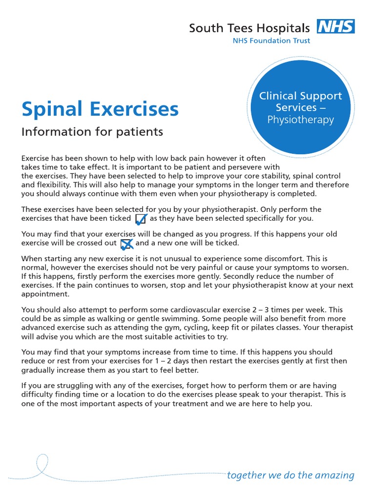 Spinal Exercises: Information For Patients | PDF | Pelvis | Anatomical ...