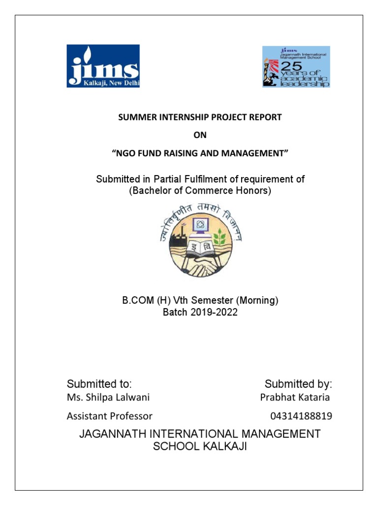 Summer Internship Project | PDF | Fundraising | Survey Methodology