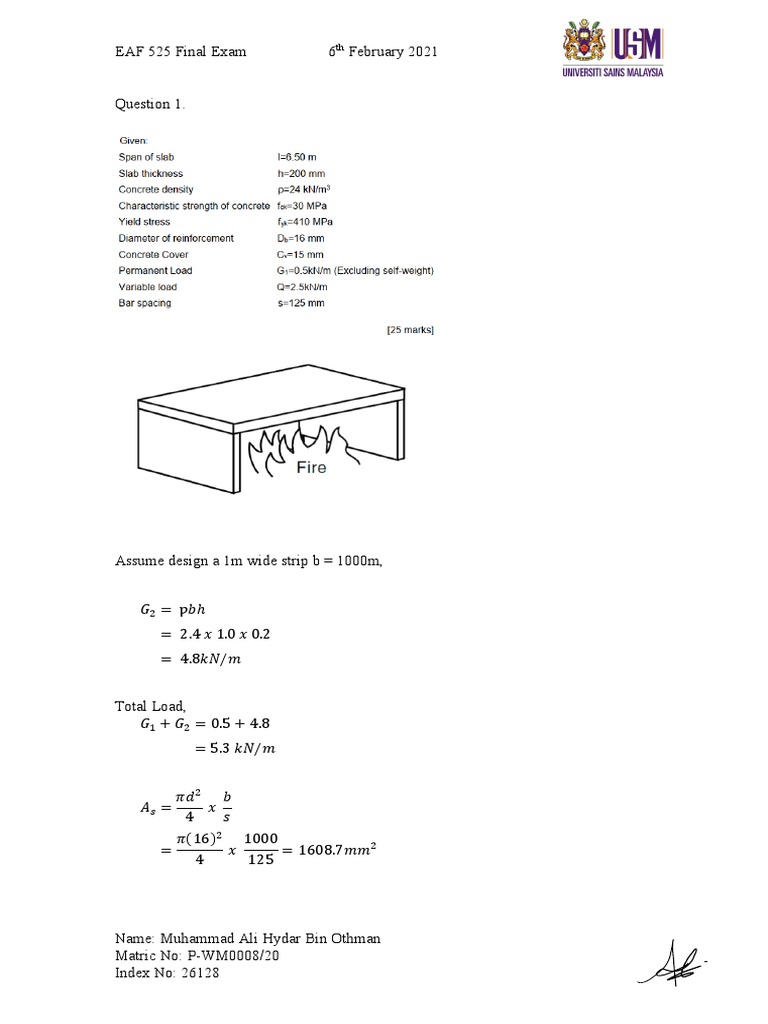 Engineering Exam Calculations | PDF | Continuum Mechanics | Civil ...