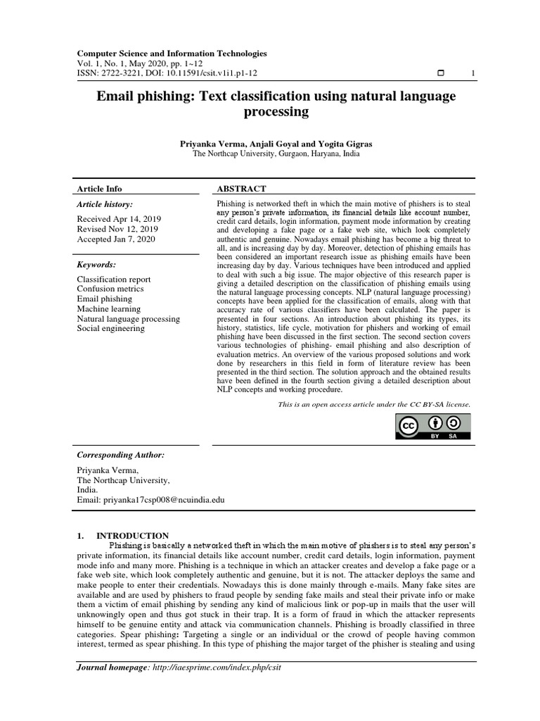 Email Phishing: Text Classification Using Natural Language Processing | PDF | Phishing | Malware
