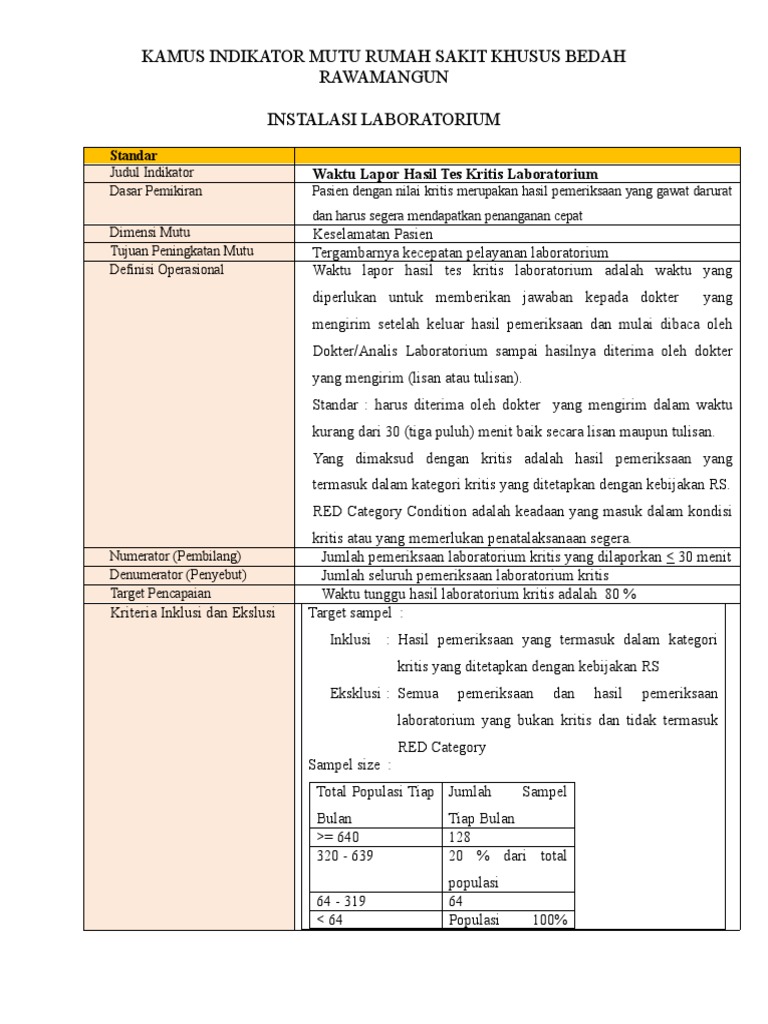 Kamus Indikator Laboratorium | PDF