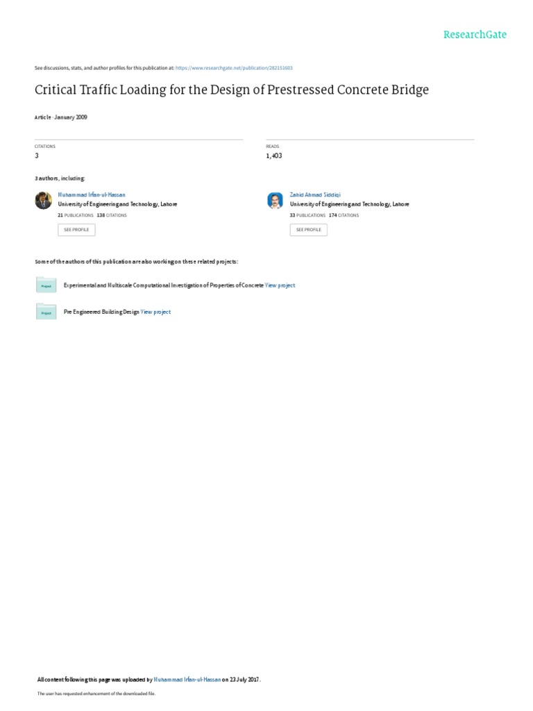Critical Traffic Loading For Prestressed Concrete Design (NLC) | PDF ...